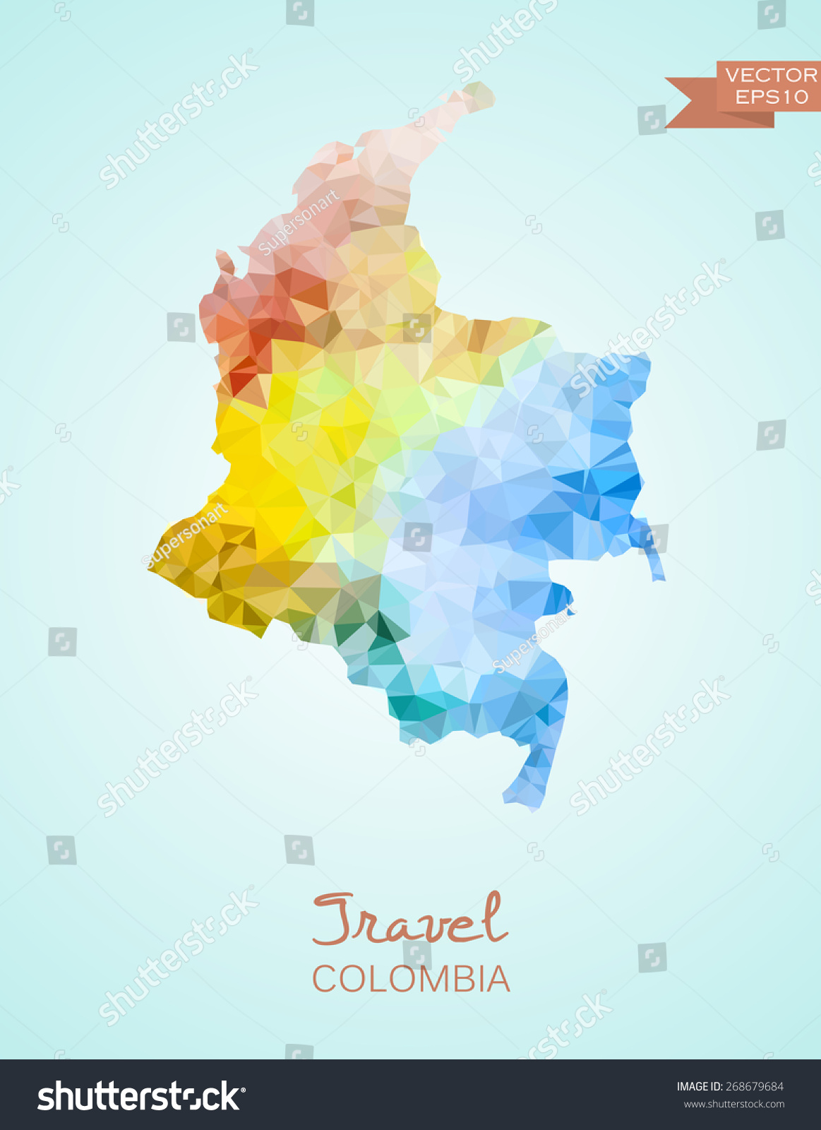 Low Poly Map Colombia Isolated Vector: เวกเตอร์สต็อก (ปลอดค่าลิขสิทธิ์ ...