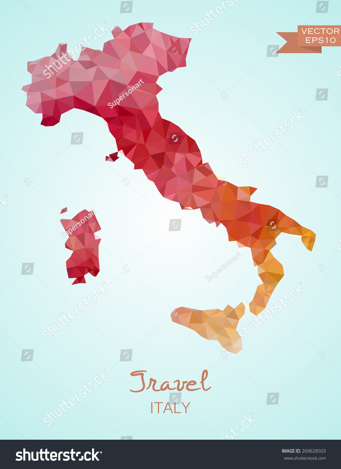 Low Poly Map Italy Isolated Vector: vector de stock (libre de regalías ...