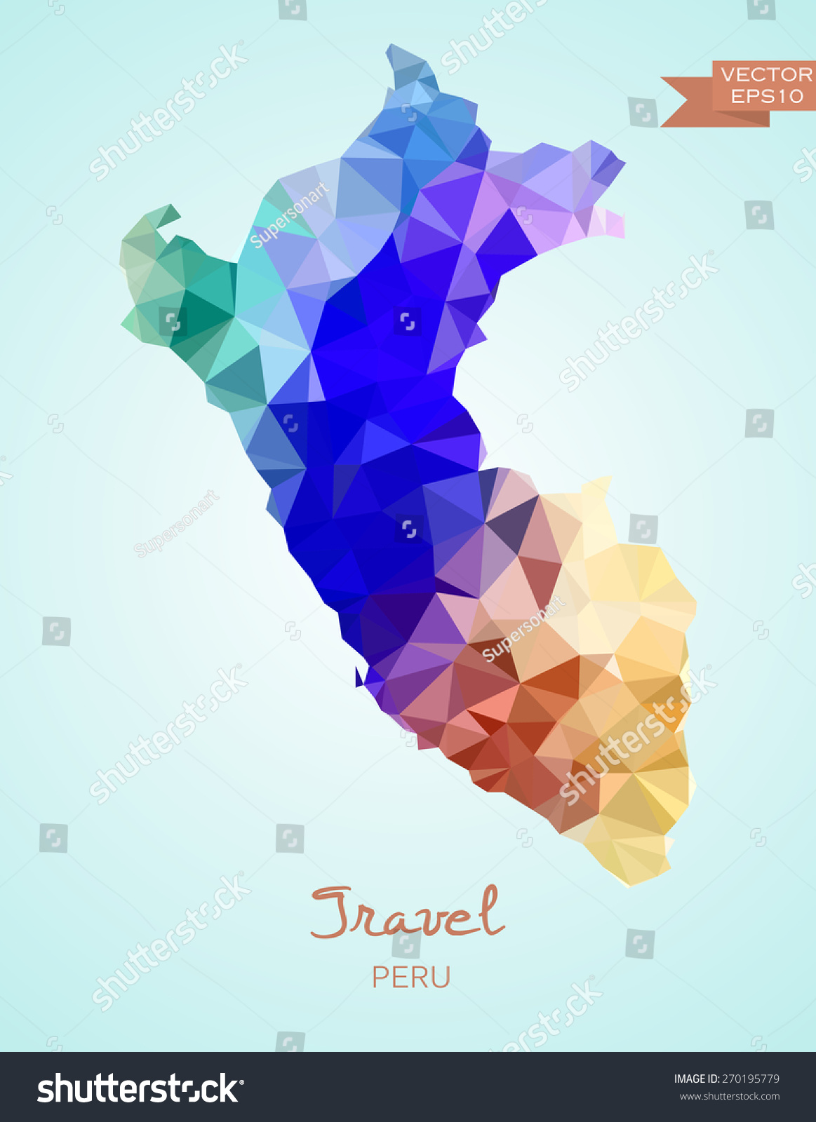 Low Poly Map Peru Isolated Vector Stock Vector (Royalty Free) 270195779