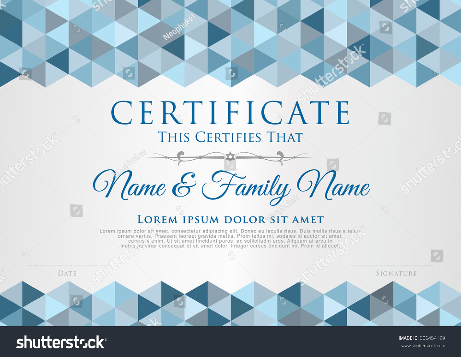 Low Poly Style Certificate Graphic Design: vector de stock (libre de ...