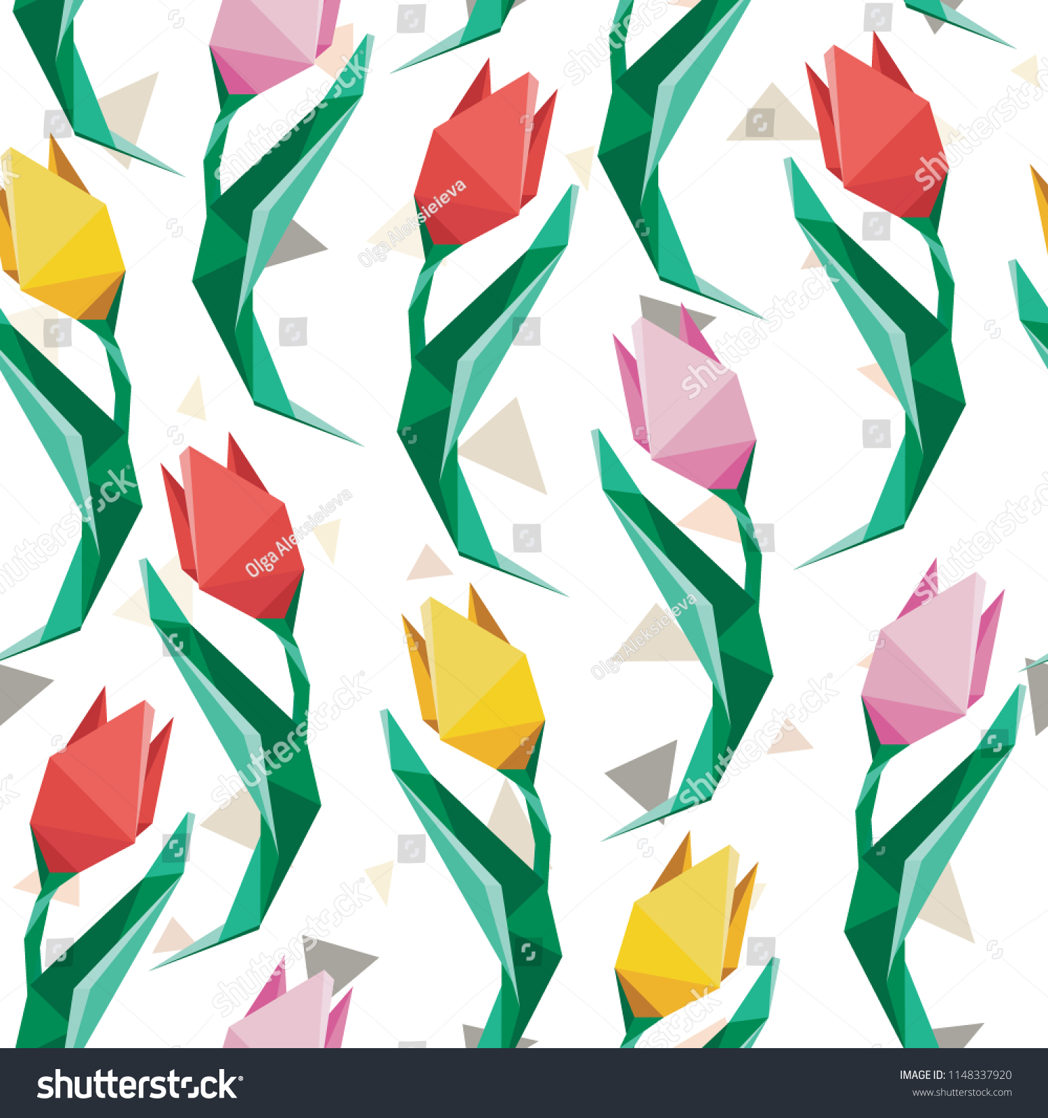 Low Poly Tulip Pattern Seamless Texture Stock Vector (Royalty Free ...