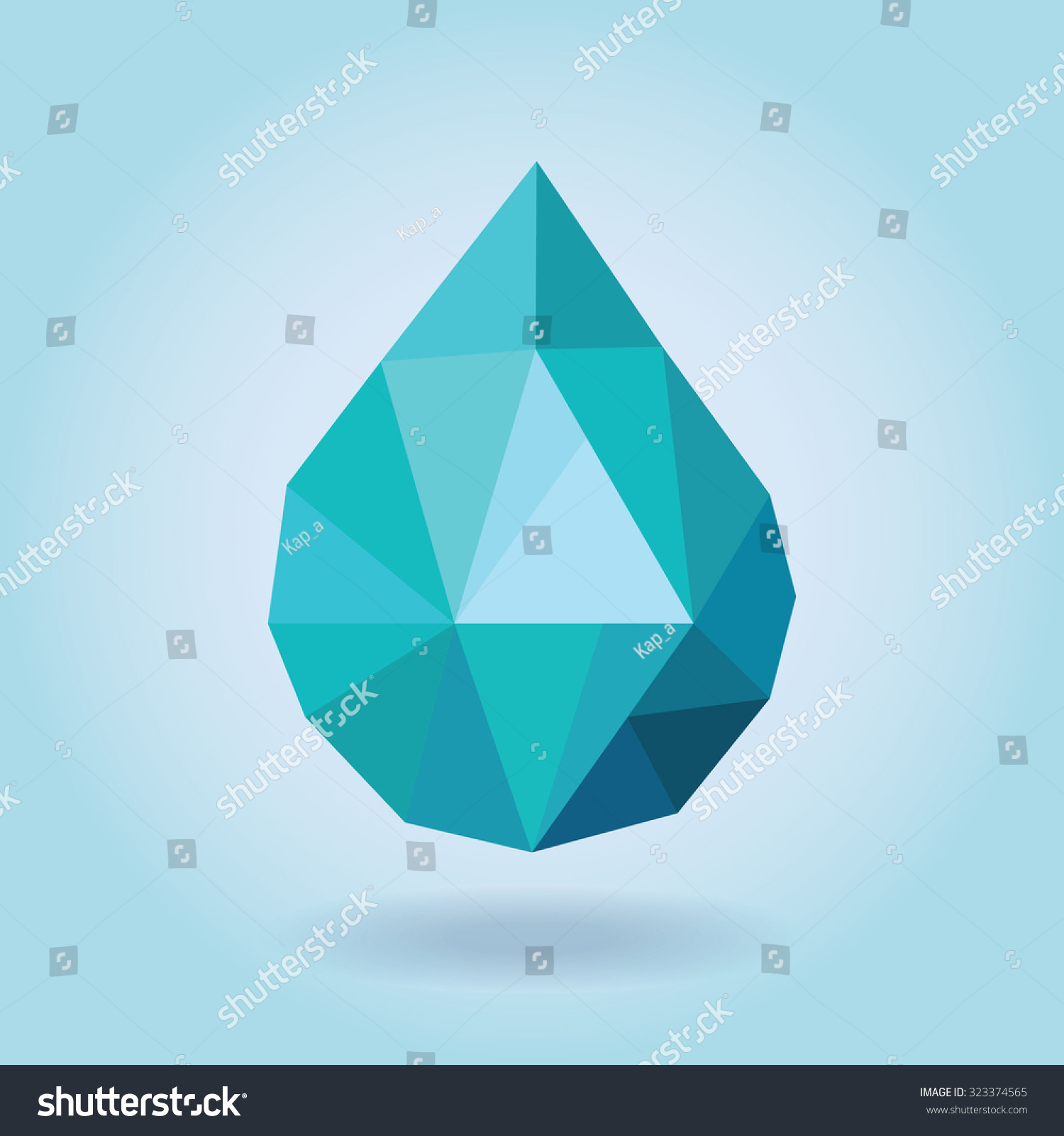 Low Poly Water Drop Blue Vector Vector de stock (libre de regalías ...