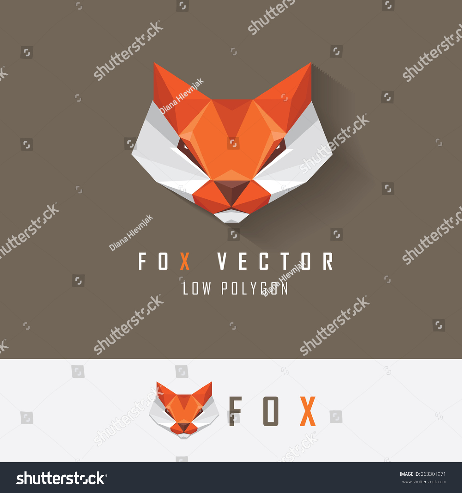 Low Polygon Style Red Fox Head Stock Vector (Royalty Free) 263301971 ...