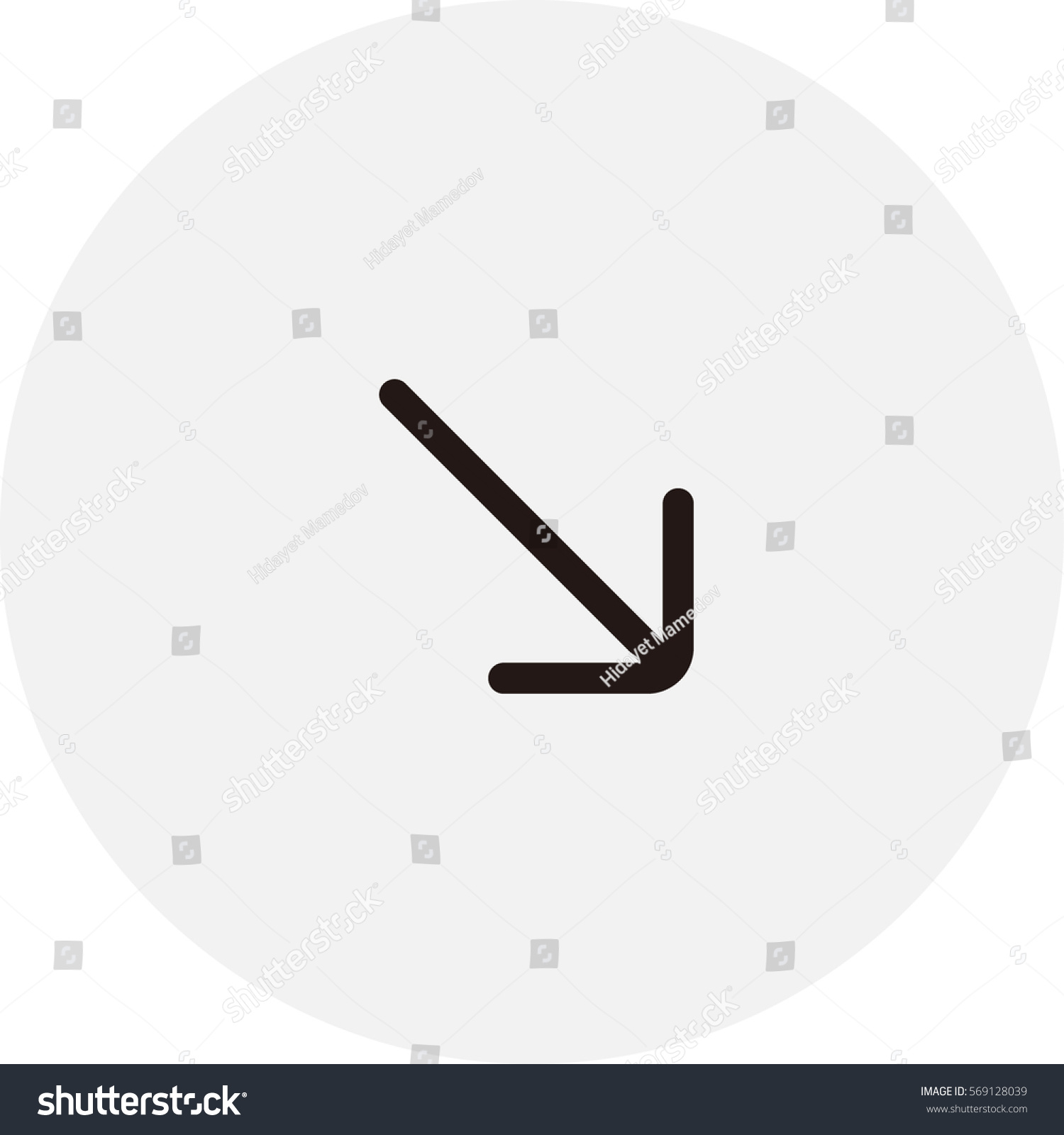 Lower Right Arrow Icon Navigation Vector Stock Vector (Royalty Free ...