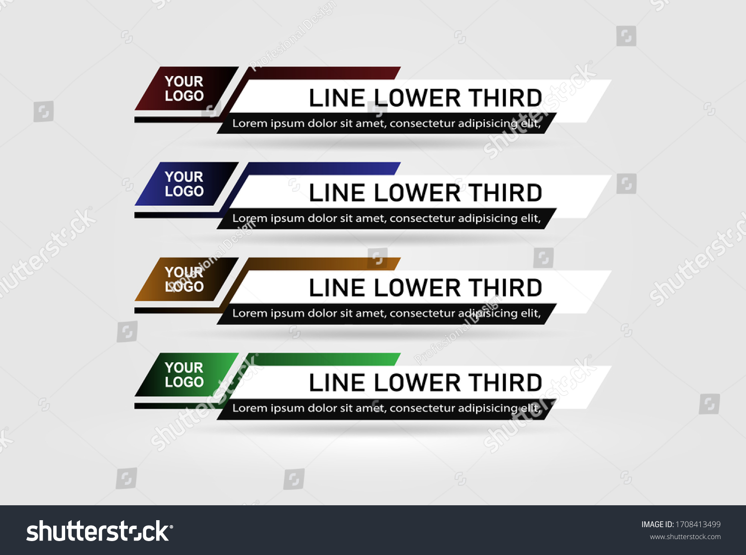 Lower Third Tv News Bars Set 库存矢量图（免版税）1708413499 | Shutterstock