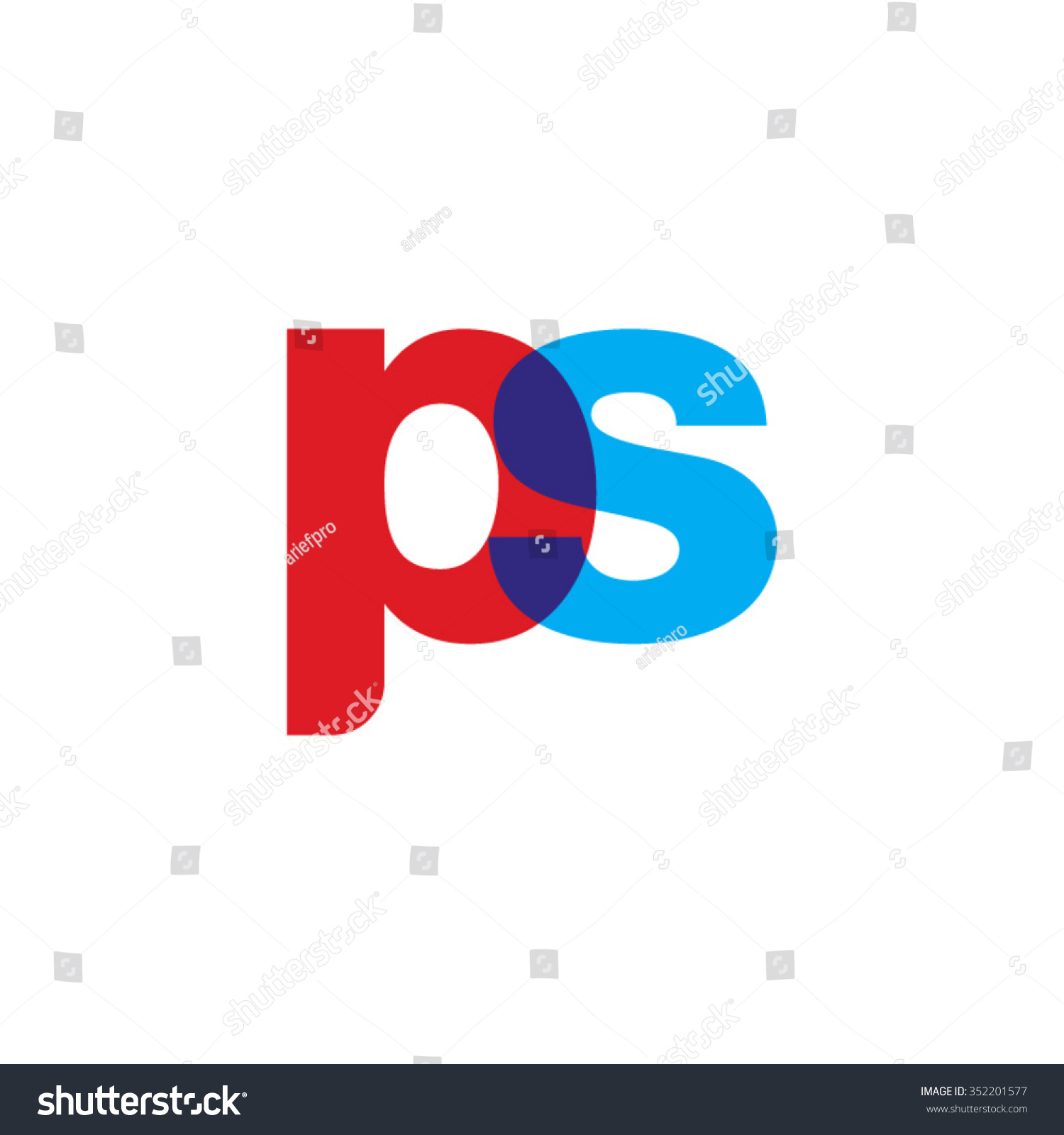 Lowercase Ps Logo Red Blue Overlap Stock Vector (Royalty Free) 352201577