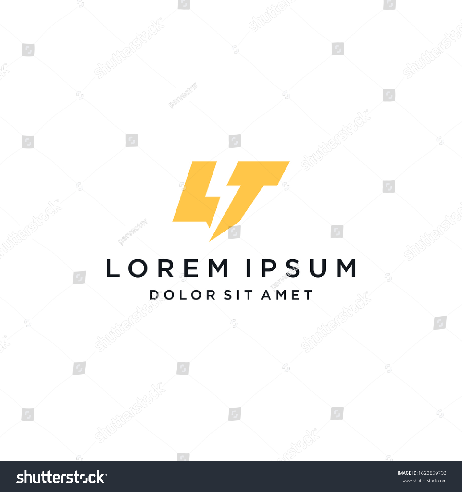 Lt Logo Negative Space Lightning Monogram: vetor stock (livre de ...