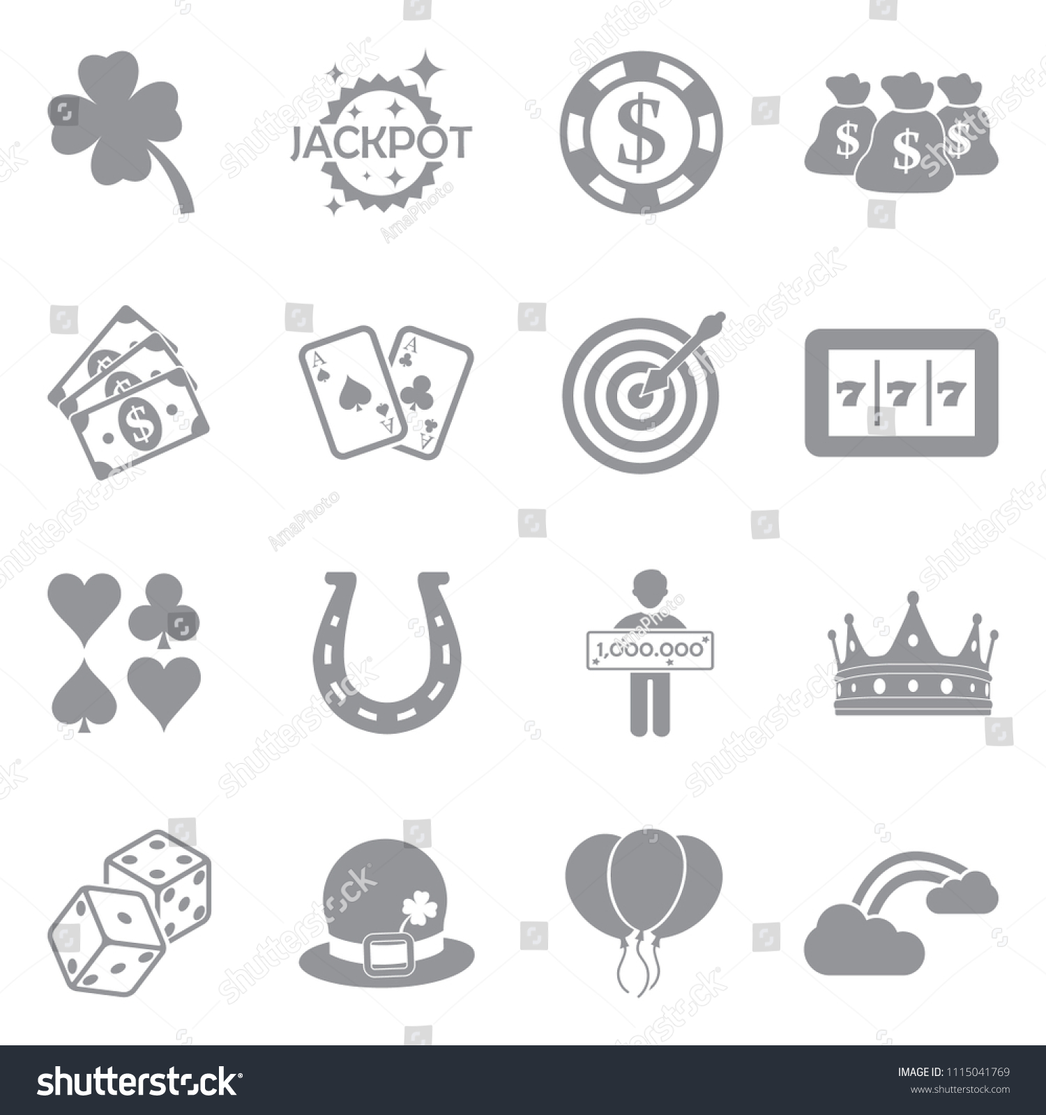 Luck Icons Gray Flat Design Vector Stock Vector (Royalty Free ...