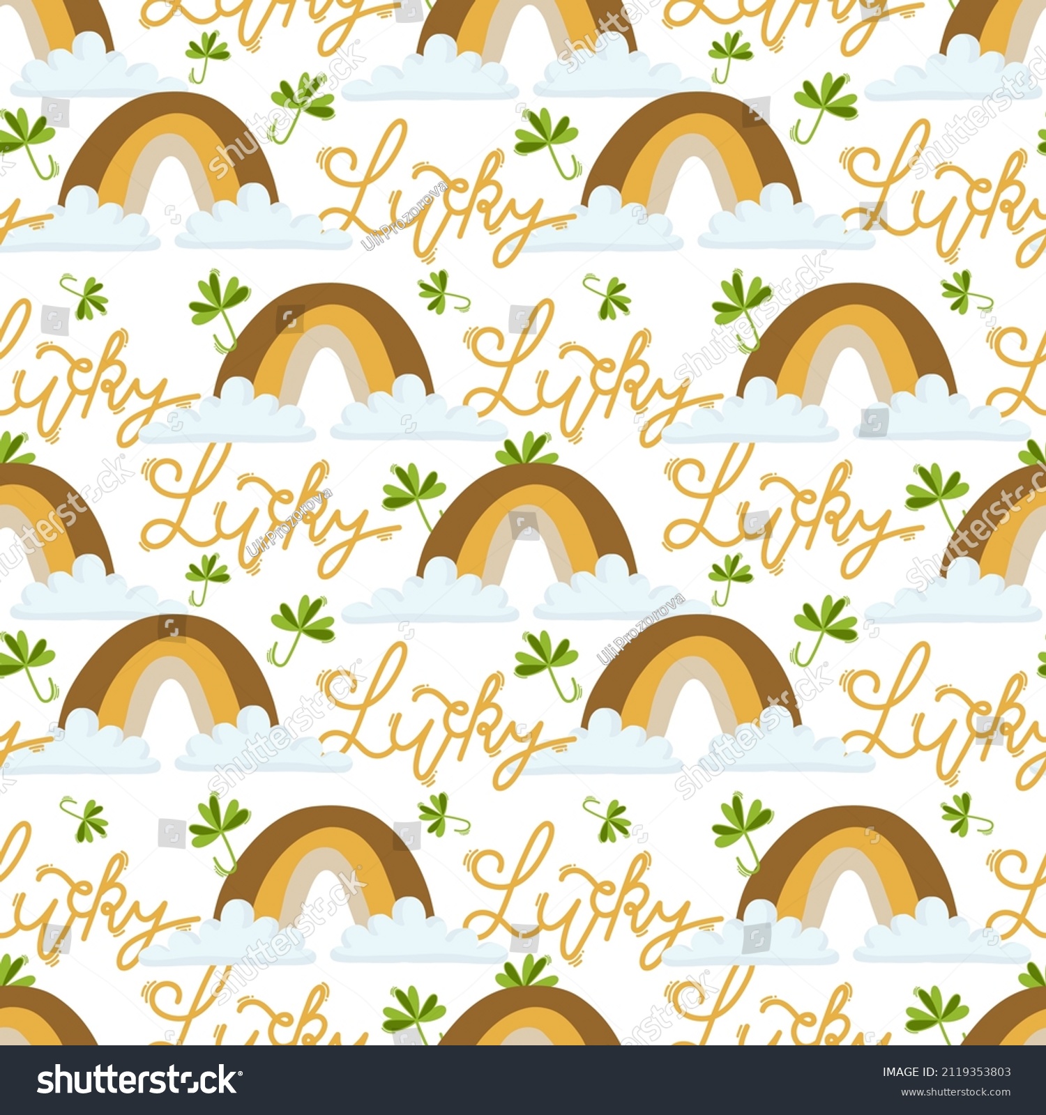 Lucky Lettering Rainbow Vector Seamless Pattern Stock Vector (Royalty ...