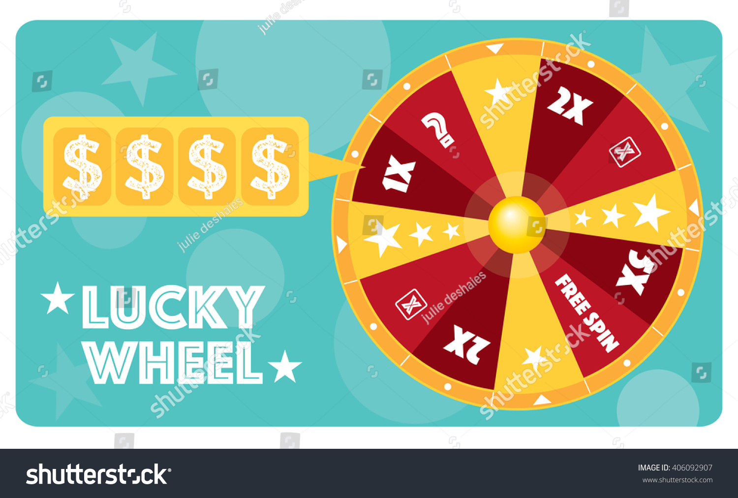 Lucky Wheel Flat Illustration Vector Text Stock Vector (Royalty Free ...
