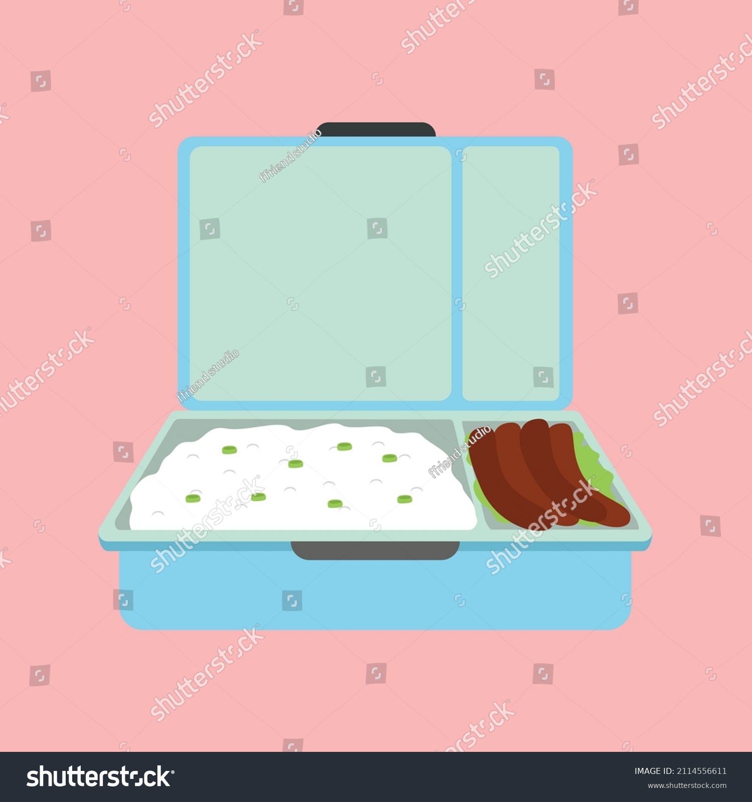 Lunch Box Cartoon Flat Vector Illustration Stock Vector (Royalty Free ...