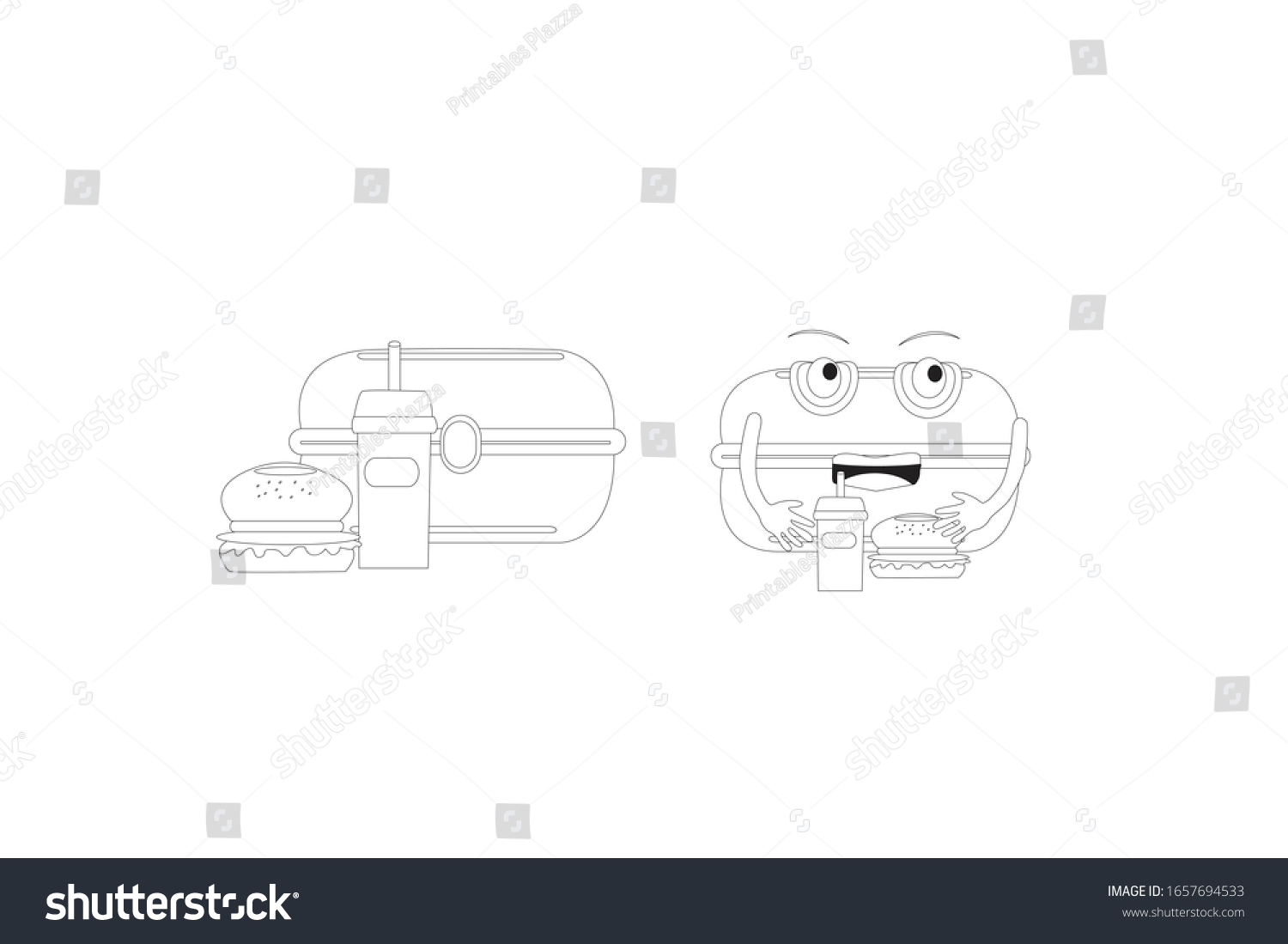 Lunch Box School Object Vector Outline: เวกเตอร์สต็อก (ปลอดค่าลิขสิทธิ์ ...