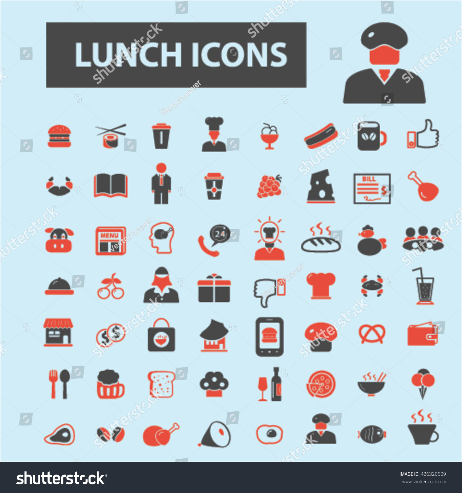 Lunch Icons Stock Vector (Royalty Free) 426320509 | Shutterstock