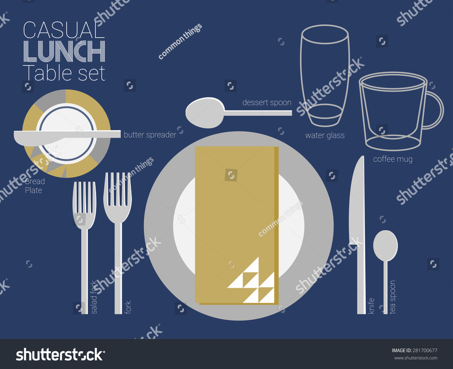 Lunch Table Setting Cool Modern Style Stock Vector (Royalty Free) 281700677