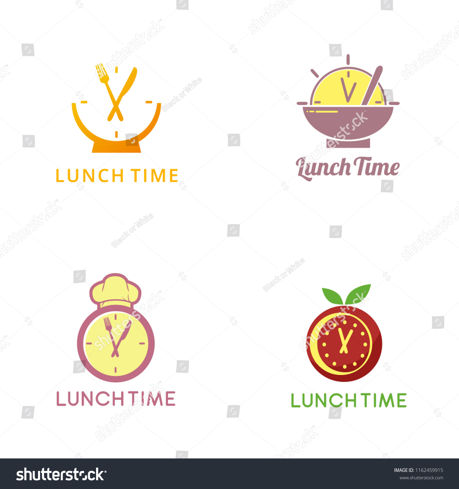Lunch Time Logo Bundle Stock Vector (Royalty Free) 1162459915