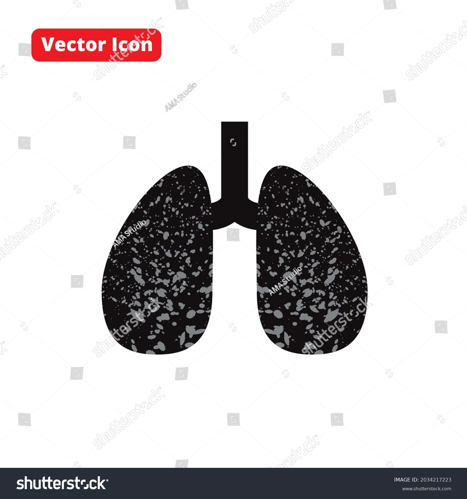 Lung Vector Icon Black Isolated Stock Vector (Royalty Free) 2034217223 ...