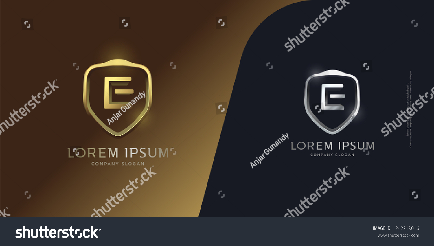 Luxurious 3d E Letter Shield Badge Stock Vector (Royalty Free ...