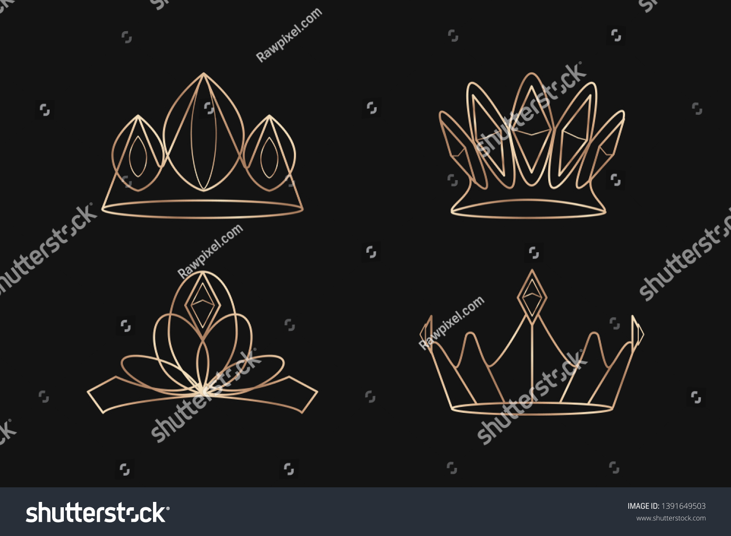 Luxurious Royal Crown Designs Vector Collection Stock Vector (Royalty ...