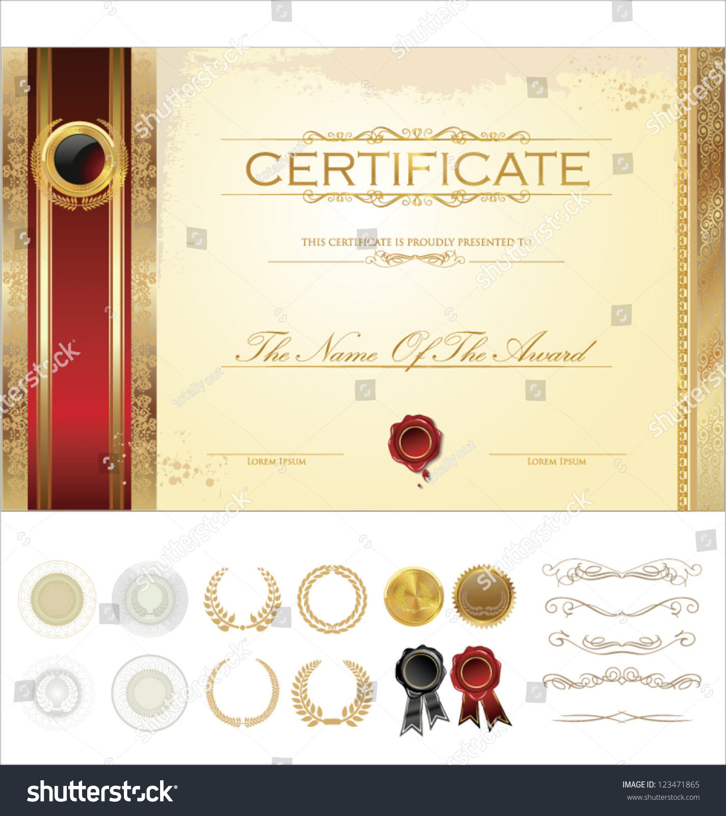 Luxury Certificate Template: vetor stock (livre de direitos) 123471865 ...