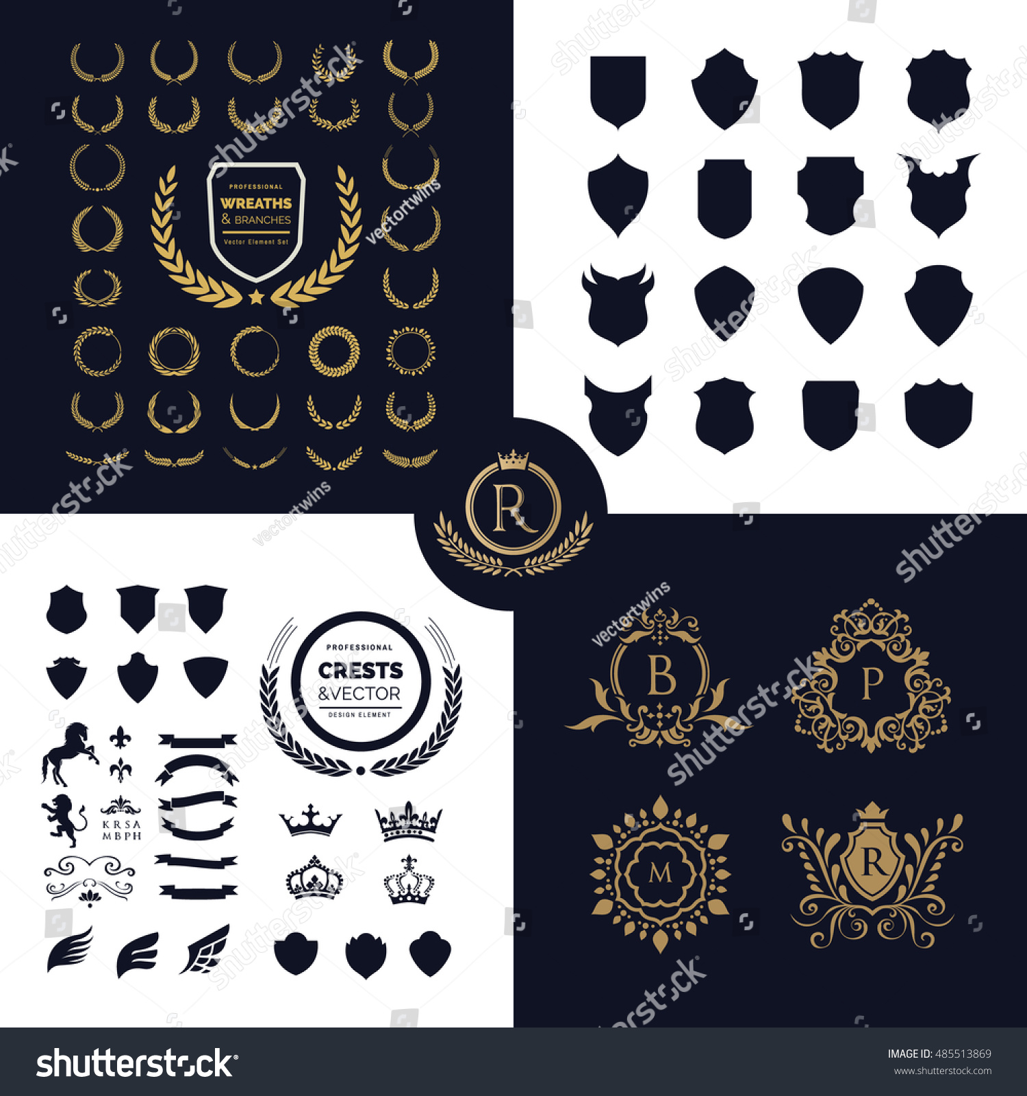 Conjunto de diseño del logotipo Crests: vector de stock (libre de ...