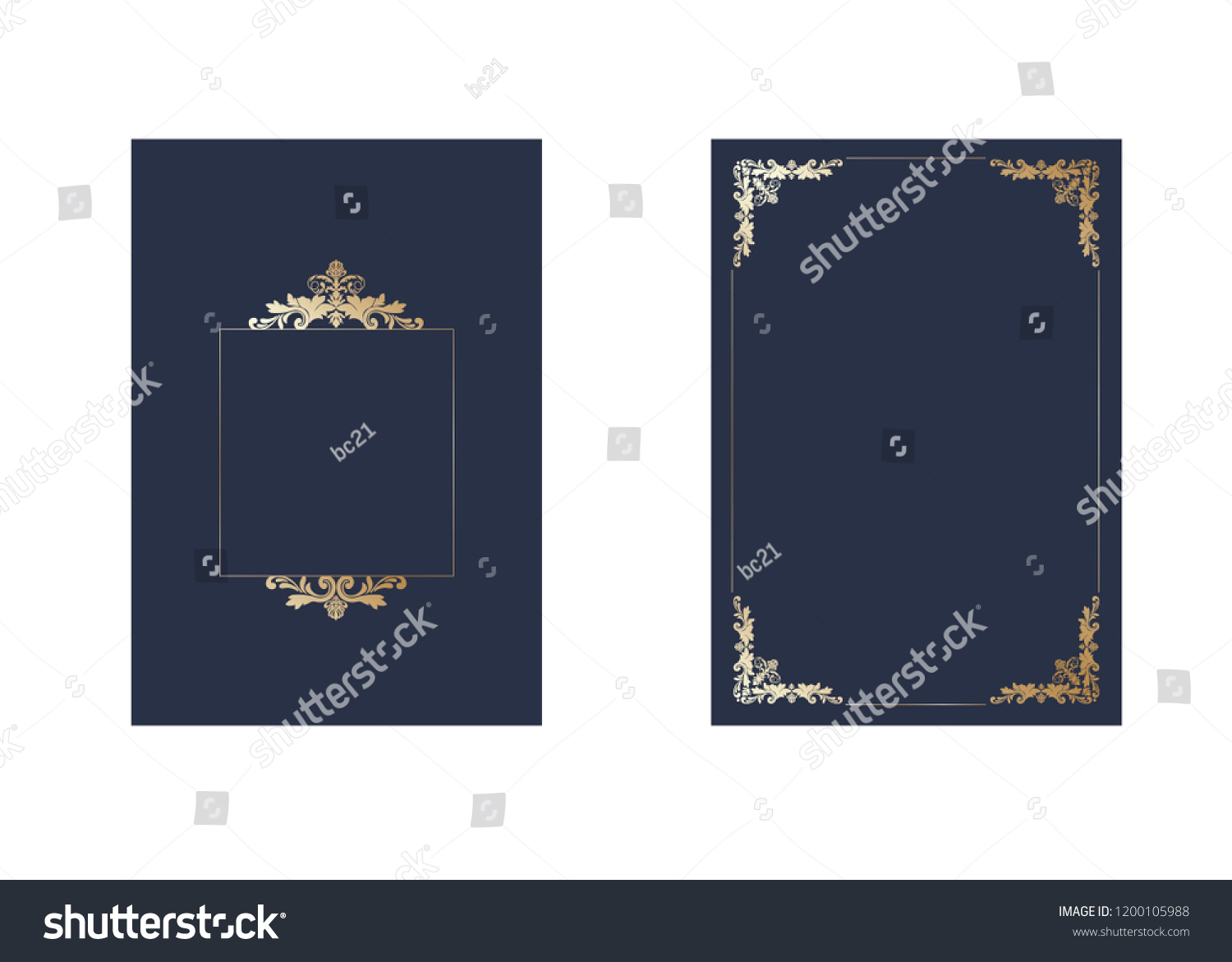 Luxury Gold Invitation Frames Stock Vector (Royalty Free) 1200105988