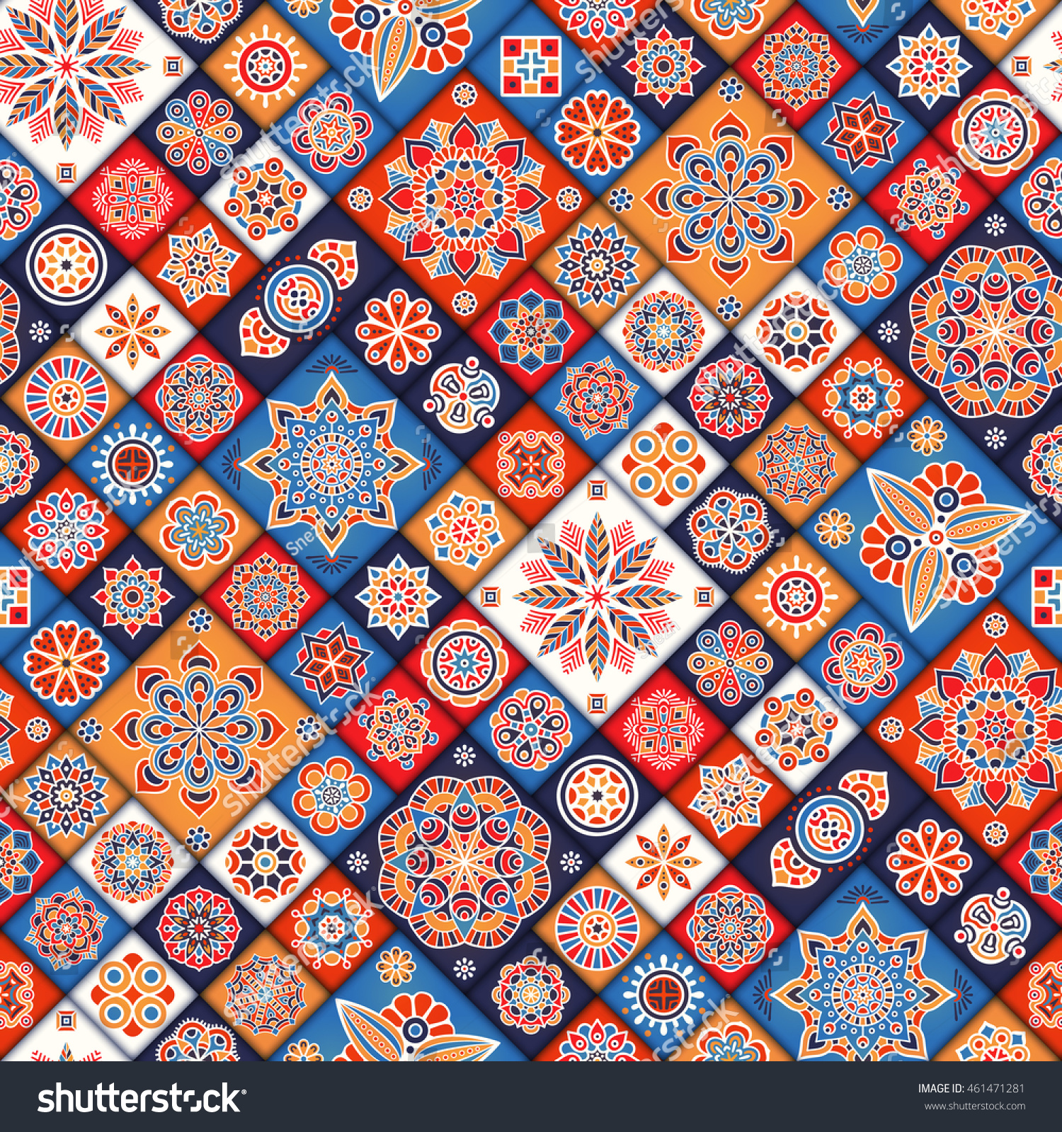 Luxury Oriental Tile Seamless Pattern Colorful Vectores En Stock ...