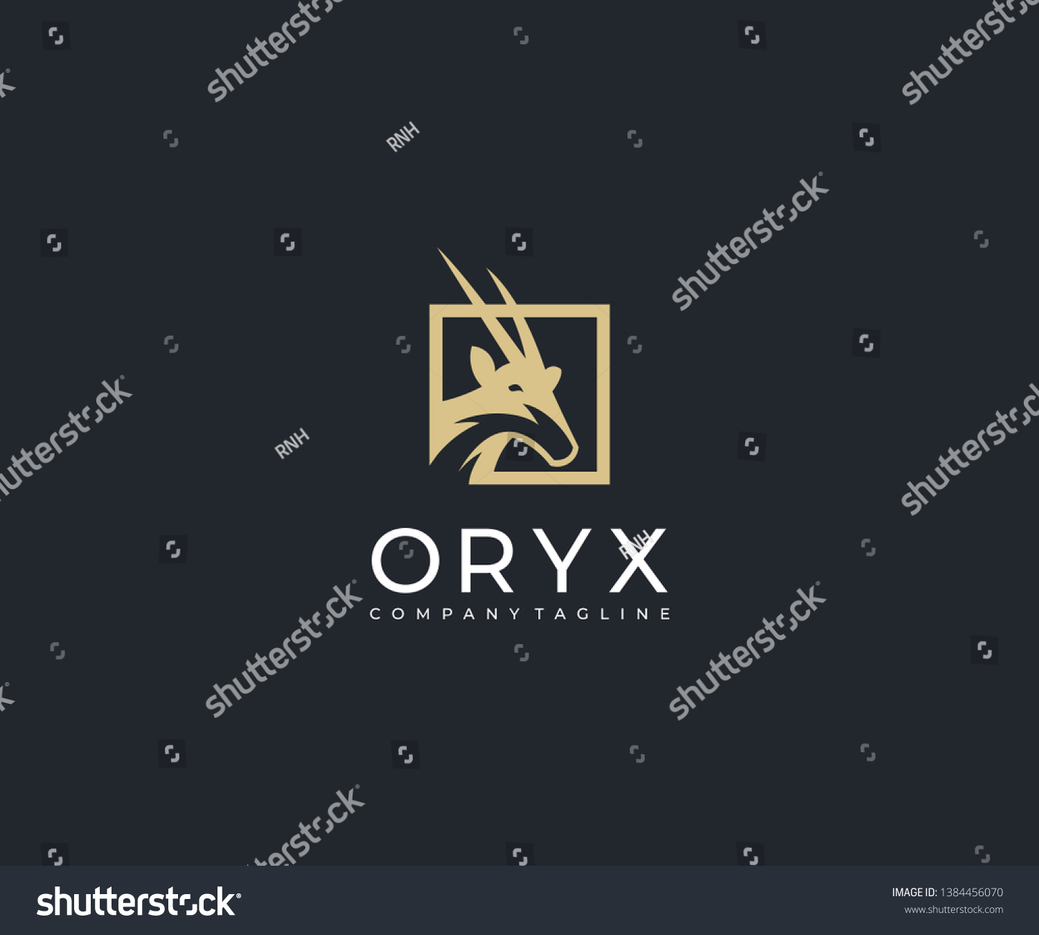 Luxury Oryx Logo Design Template Stock Vector (Royalty Free) 1384456070