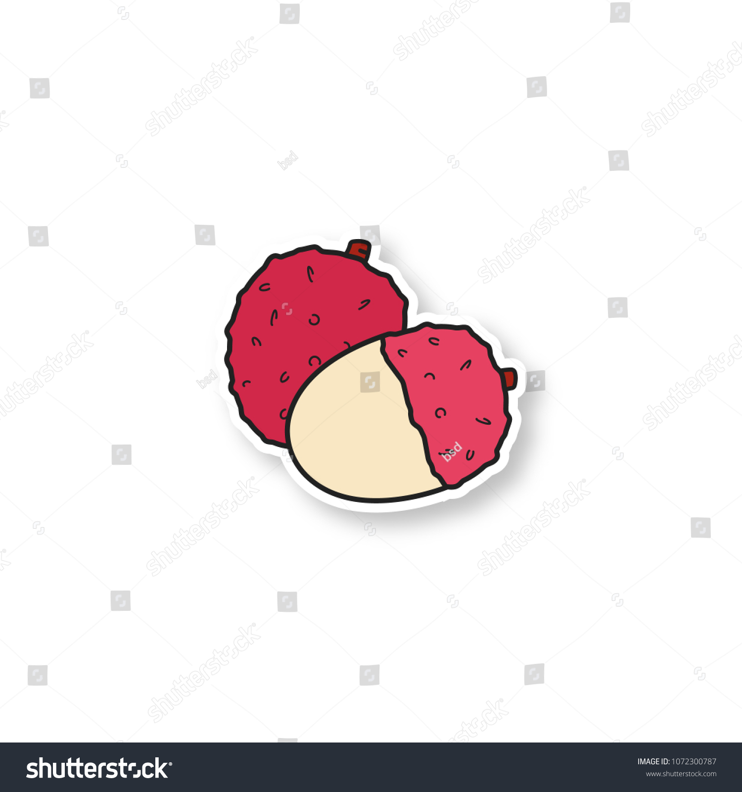 Lychee Patch Color Sticker Vector Isolated Stock Vector (Royalty Free ...