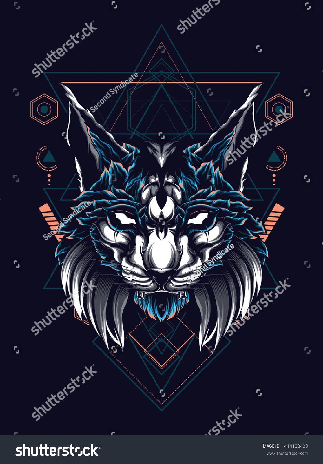 Lynx Cat Head Sacred Geometry Pattern Stock Vector (Royalty Free ...