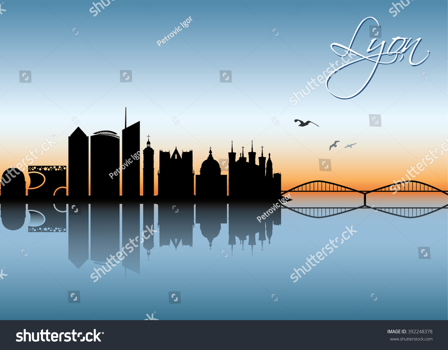 Lyon Skyline Vector Illustration Stock Vector (Royalty Free) 392248378 ...