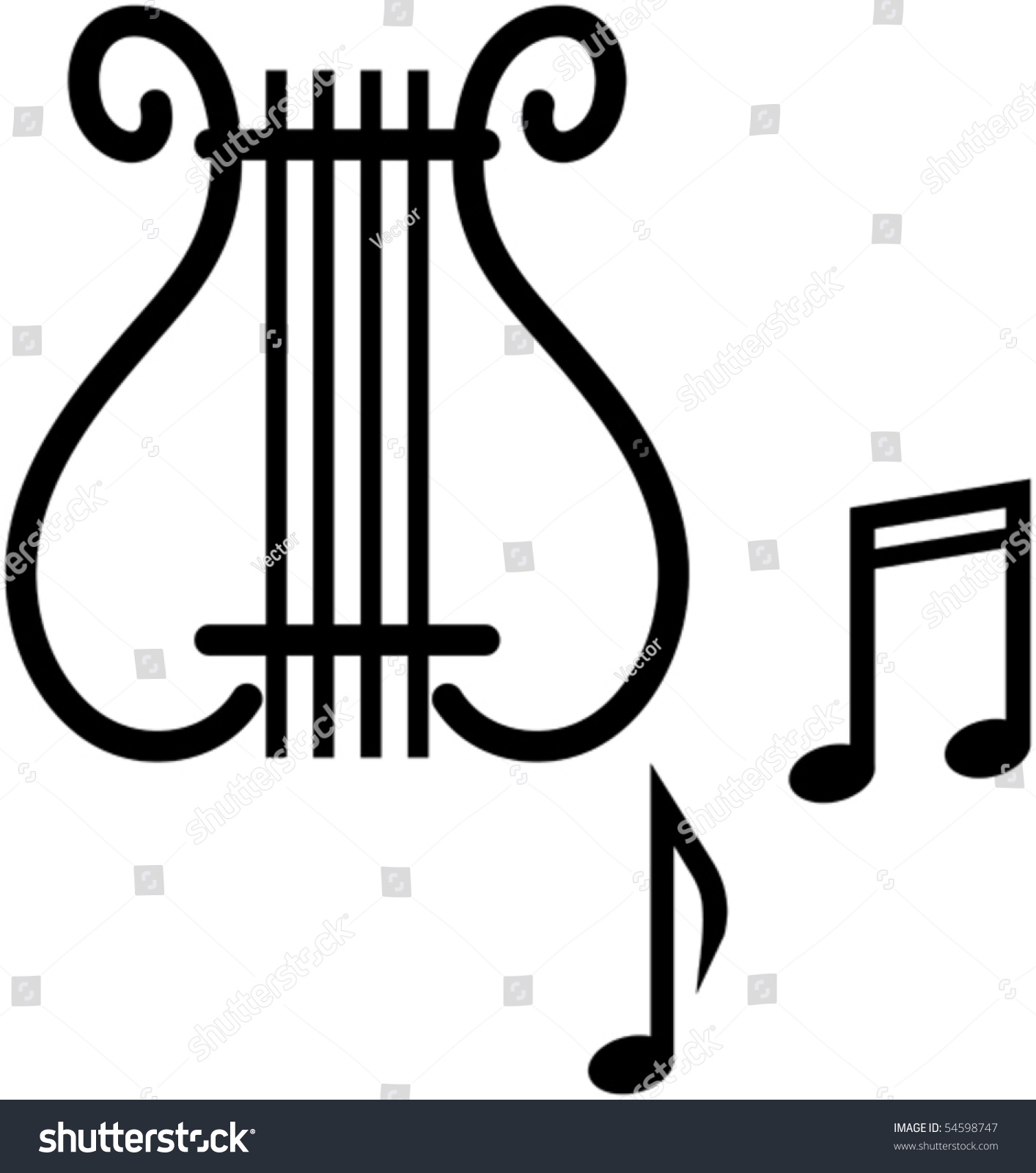 Lyre Musical Notes Vector Illustration: vector de stock (libre de ...