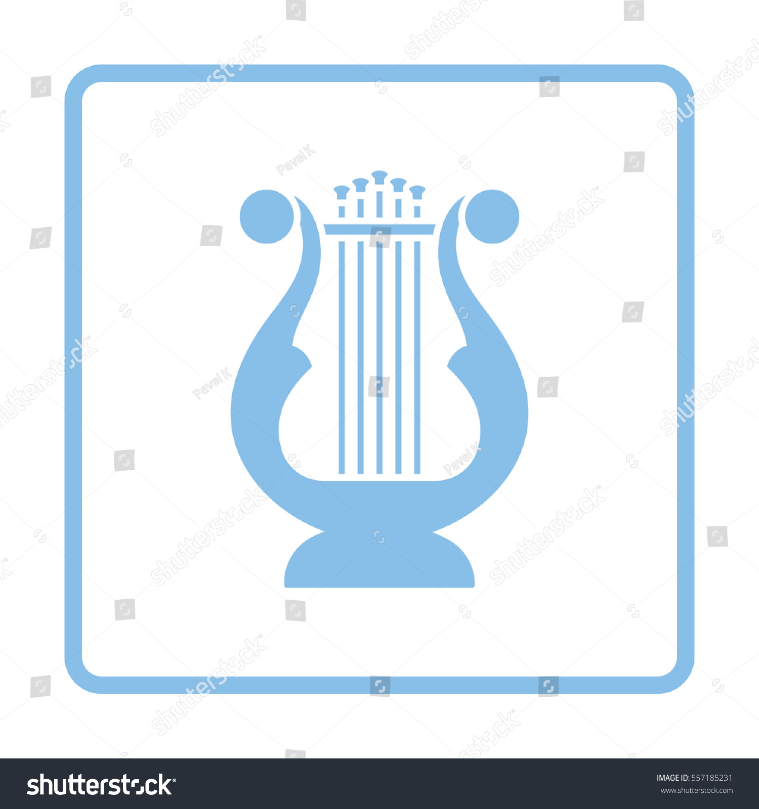 Lyre Icon Blue Frame Design Vector Stock Vector (Royalty Free ...