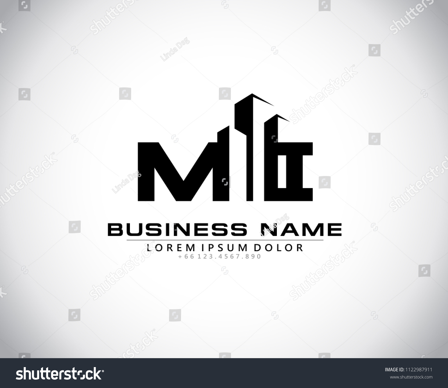 M Initial Logo Concept Building Template Stock Vector (Royalty Free ...