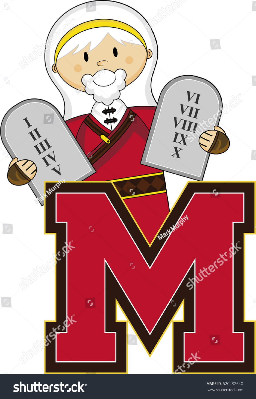 M Moses Ten Commandments Stock Vector (Royalty Free) 620482640 ...