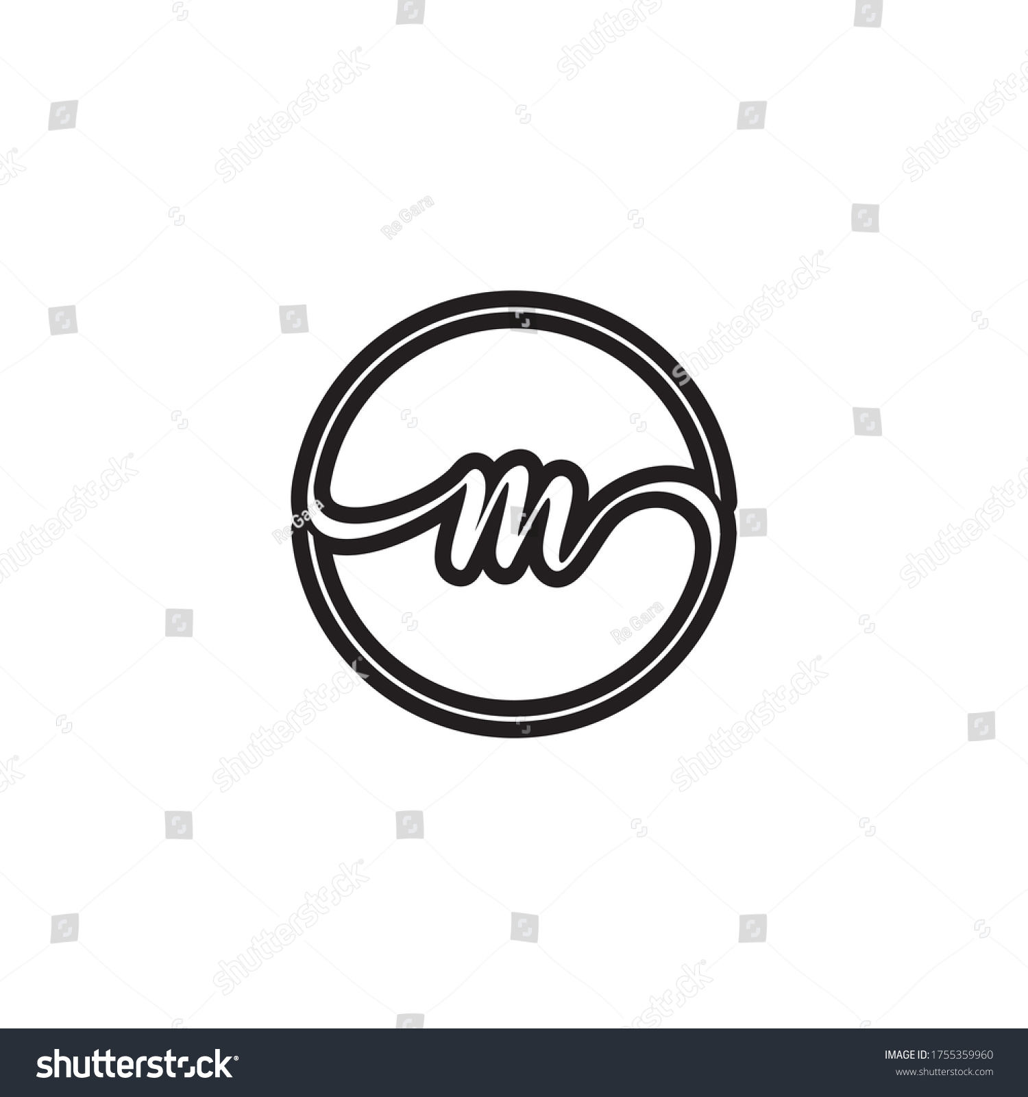 M Letter Script Circle Logo Design Stock Vector (Royalty Free ...