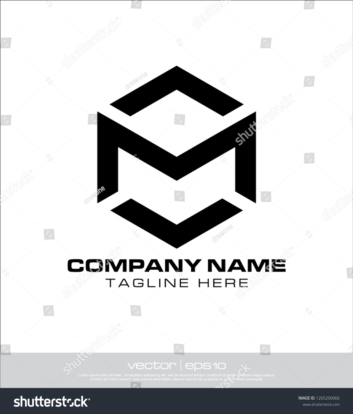 M Logo Hexagon Template Stock Vector (Royalty Free) 1265200066 ...