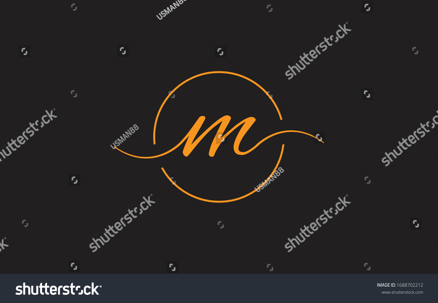 M Mm Cursive Letter Initial Logo Stock Vector (Royalty Free) 1688702212 ...