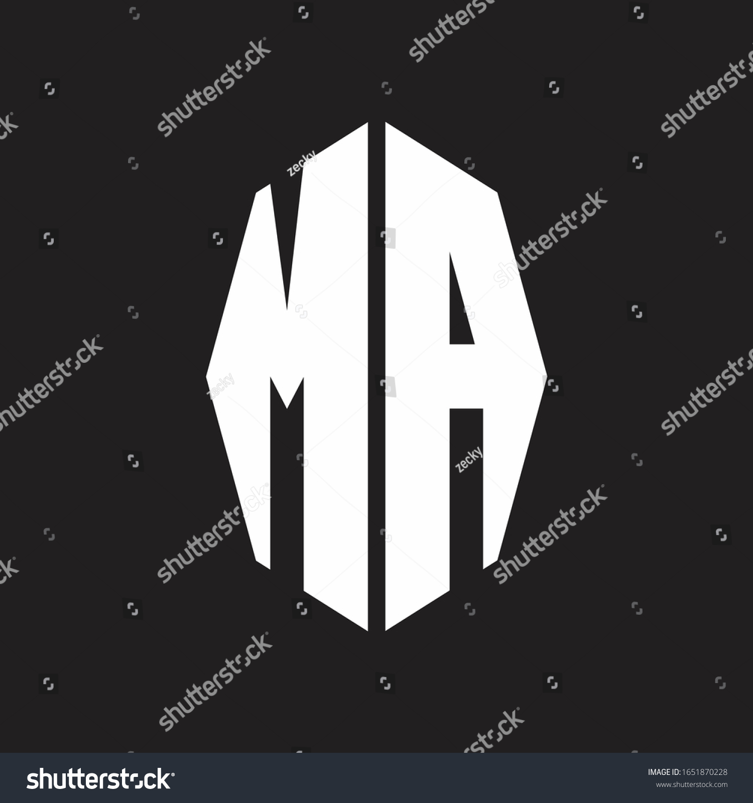 Ma Logo Monogram Octagonal Ribbon Style Stock Vector (Royalty Free ...