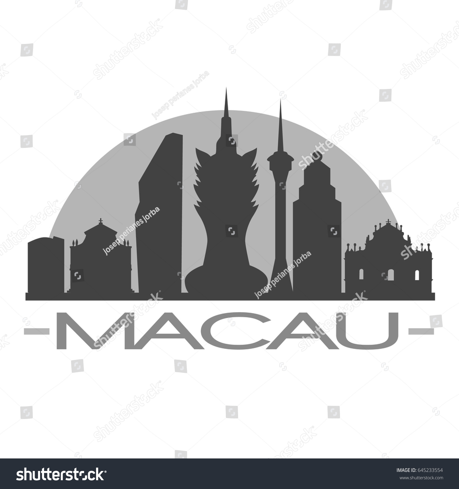 Macau Skyline Silhouette Stock Vector (Royalty Free) 645233554