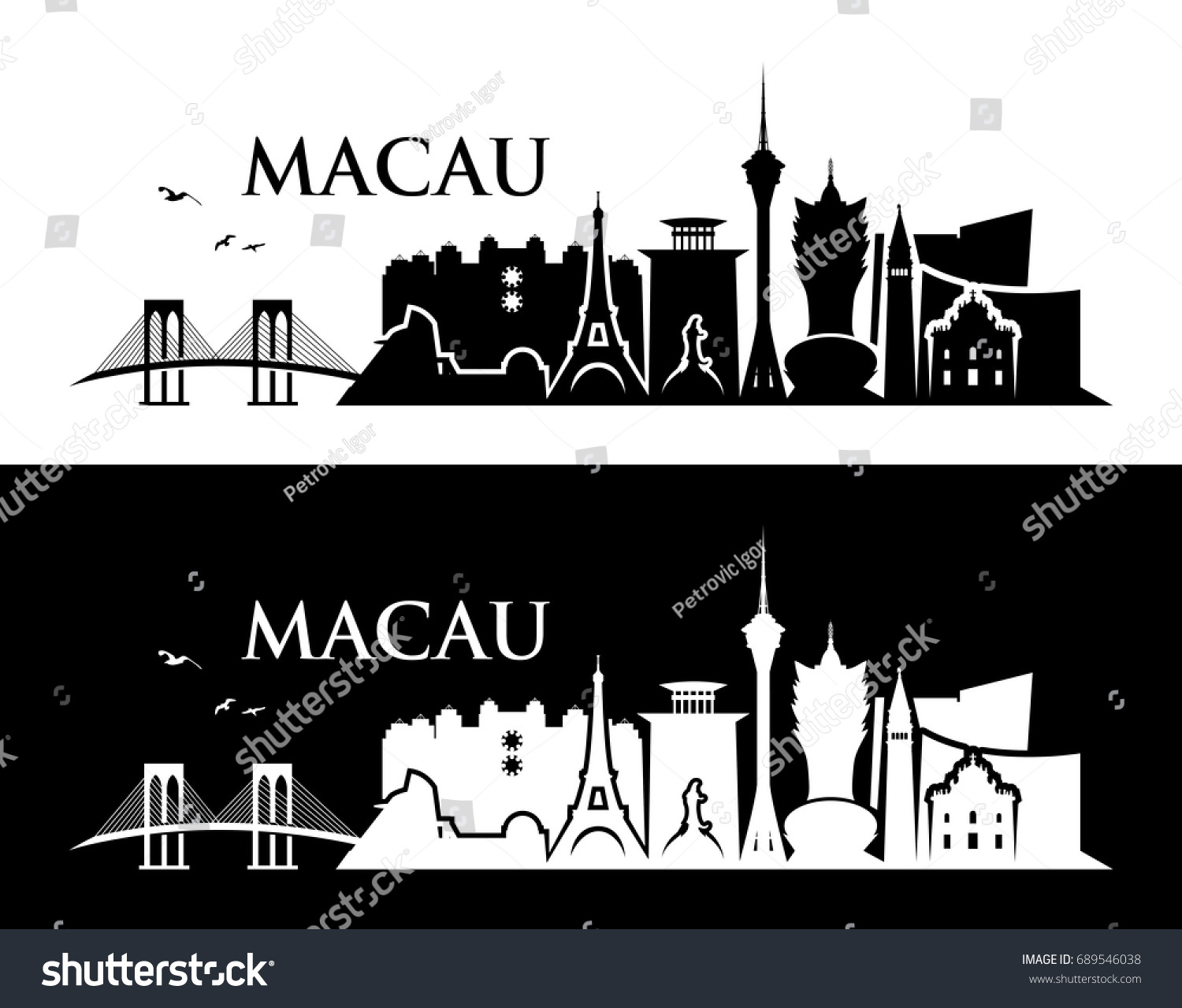 Macau Skyline Vector Illustration Stock Vector (Royalty Free) 689546038