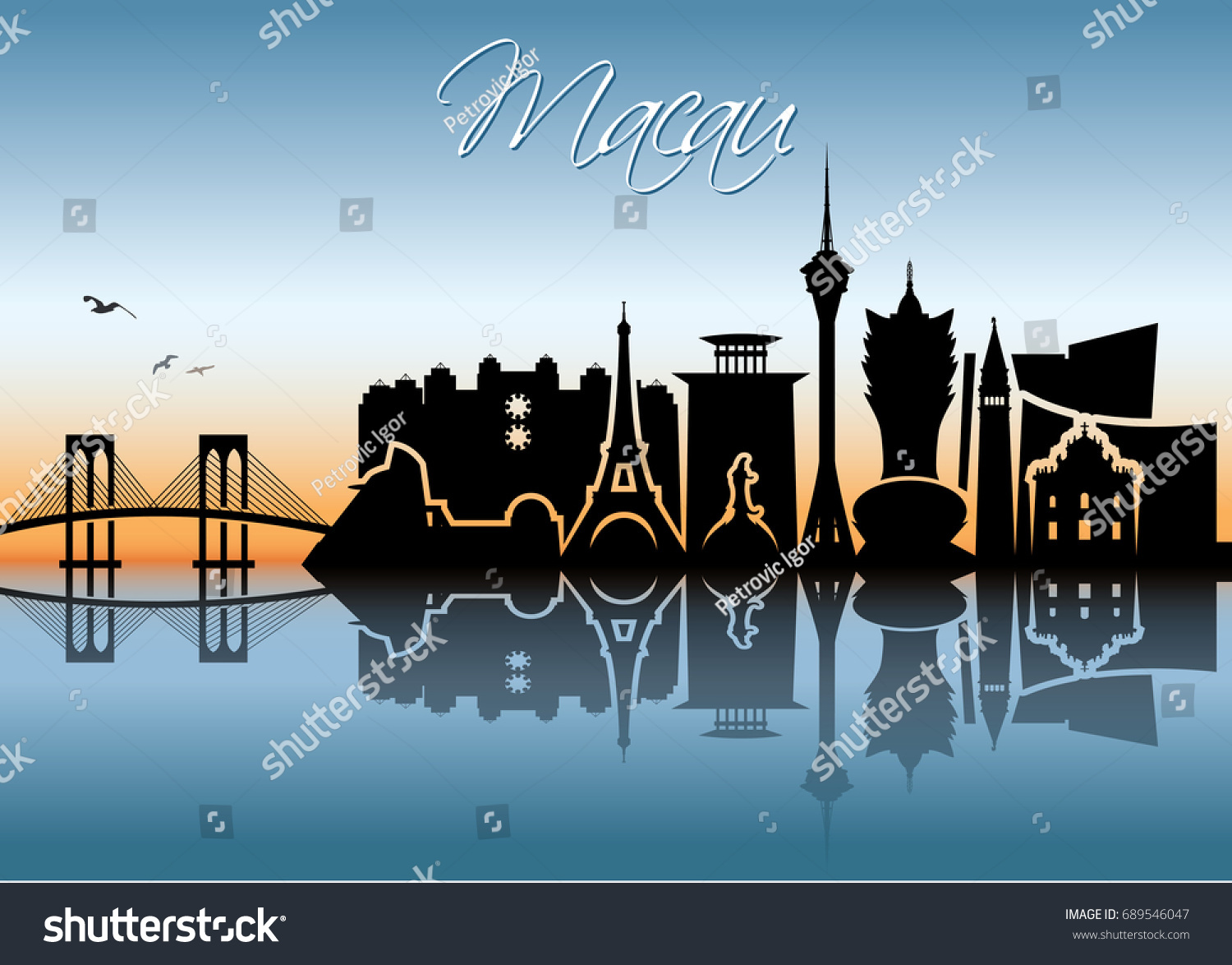 Macau Skyline Vector Illustration Stock Vector (Royalty Free) 689546047