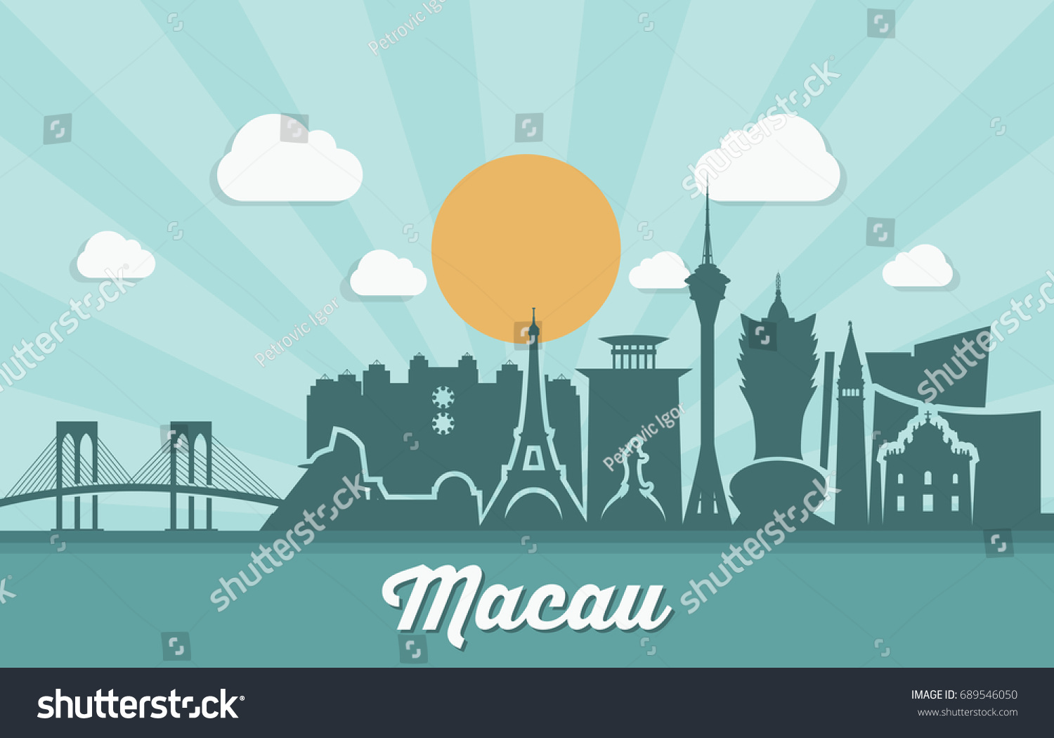 Macau Skyline Vector Illustration Stock Vector (Royalty Free) 689546050