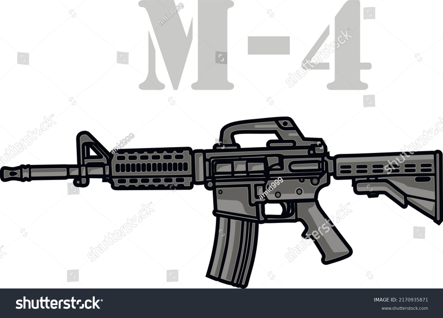 Machine Gun M4 Flat Illustration Stock Vector (Royalty Free) 2170935871 ...