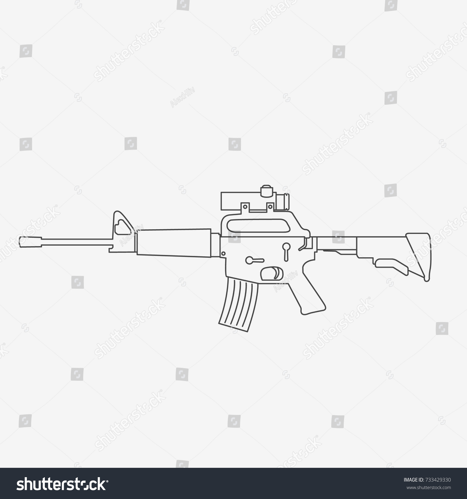 Machine Gun Outline Vector Illustration Stock Vector (Royalty Free ...
