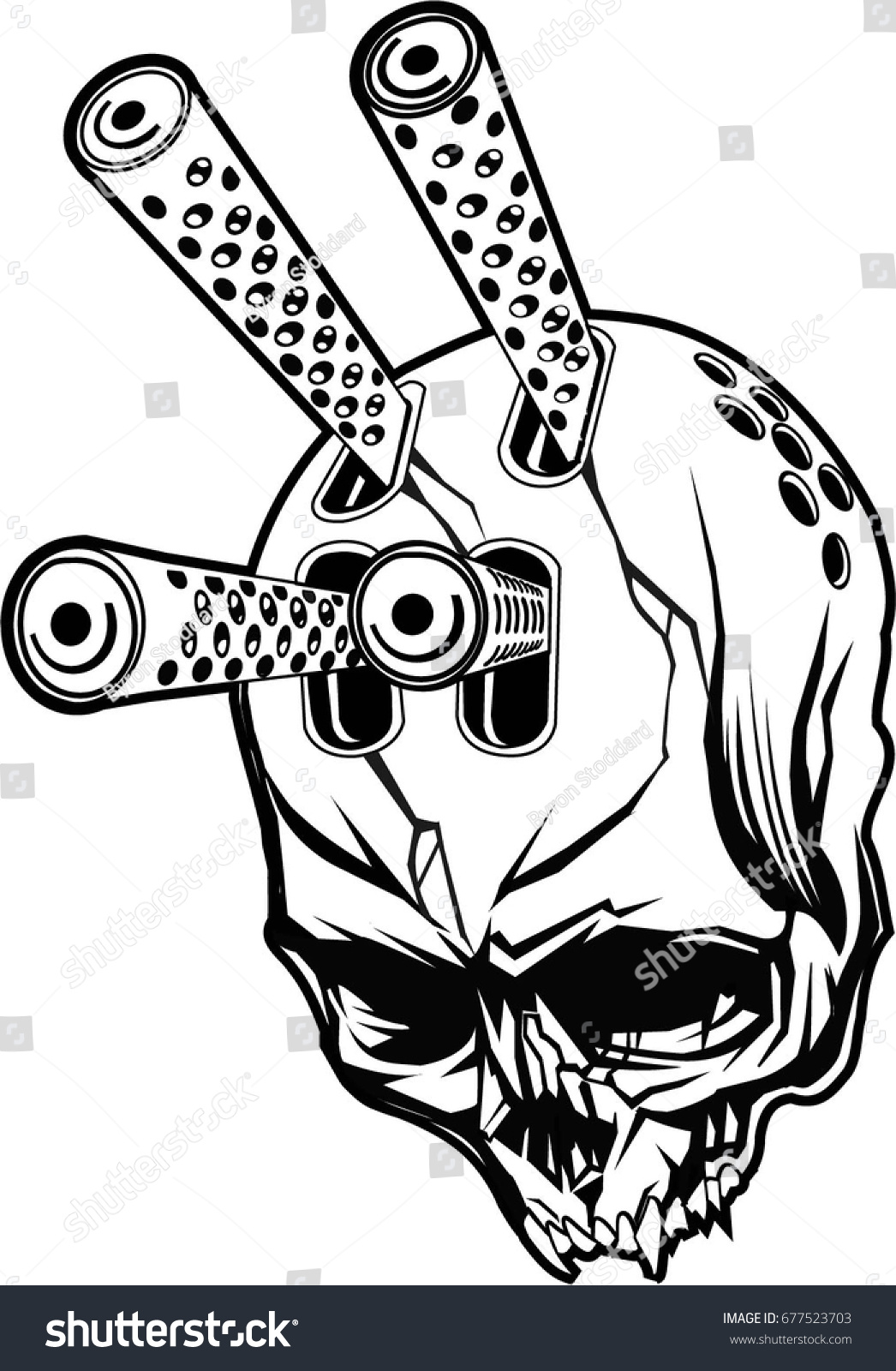 Machine Gun Skull Stock Vector (Royalty Free) 677523703
