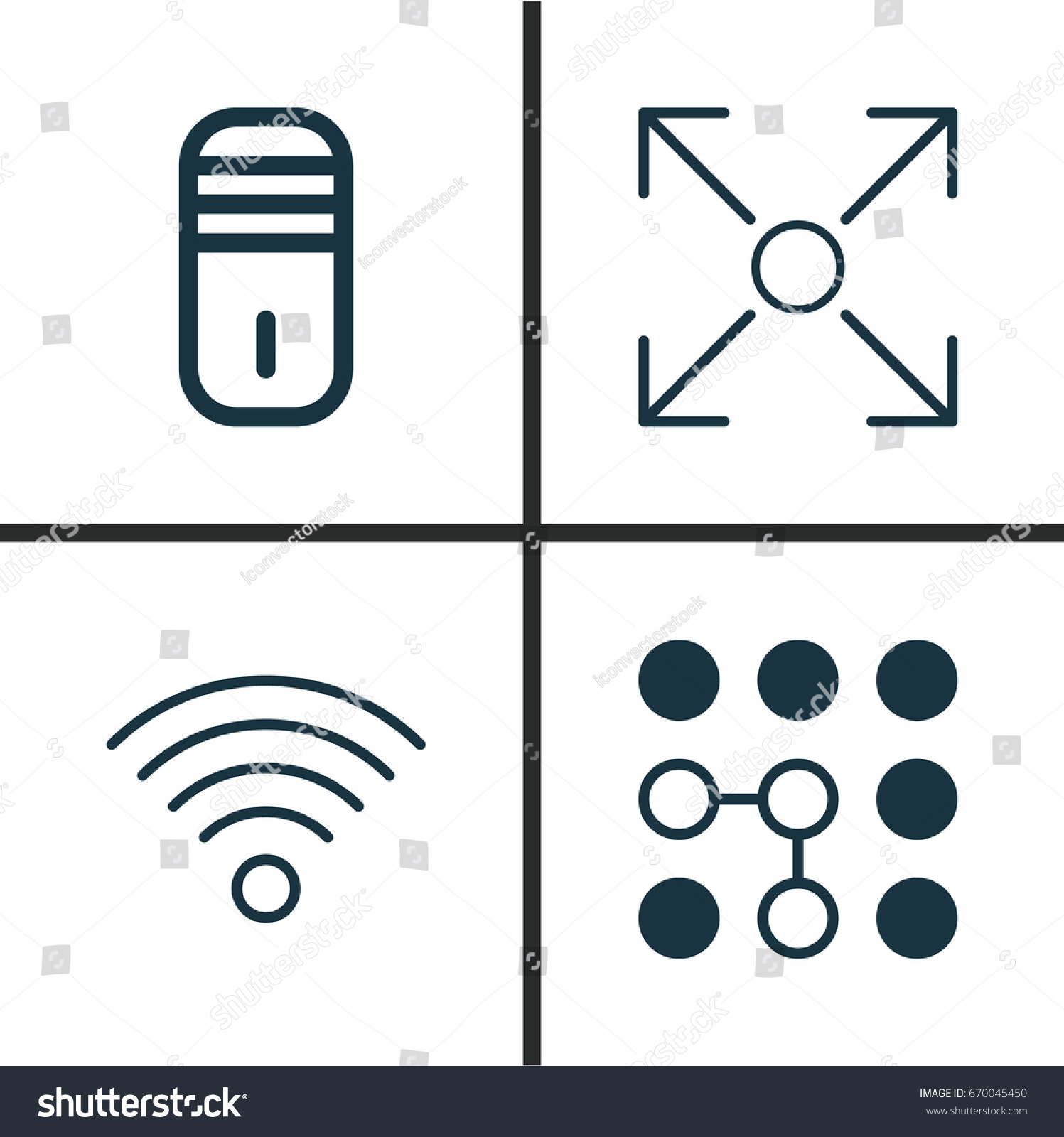 Machine Icons Set Collection Wireless Communications Stock Vector ...