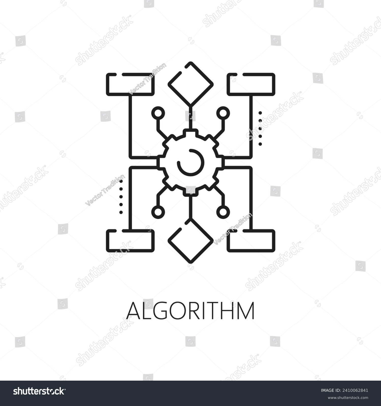 Machine Learning Algorithm Icon Of Artificial Intelligence Or Ai Technology Line Vector Automl