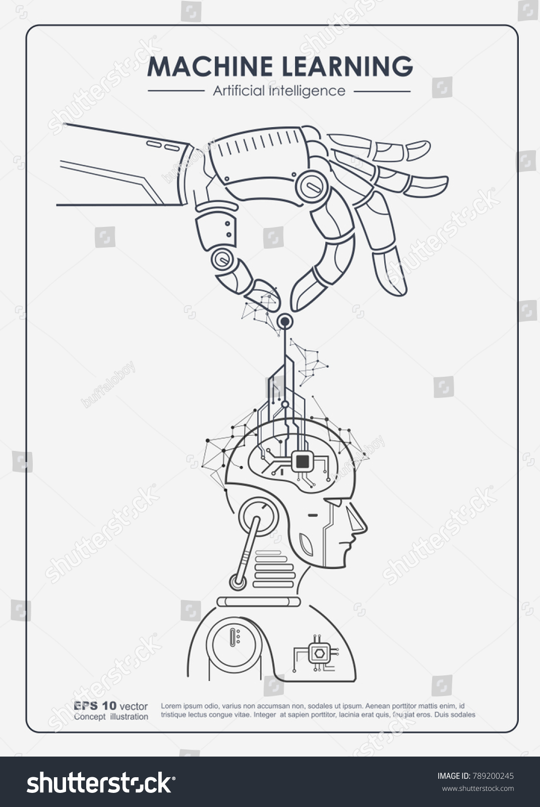 Machine Learning Artificial Intelligence Ai Concept Stock Vector ...