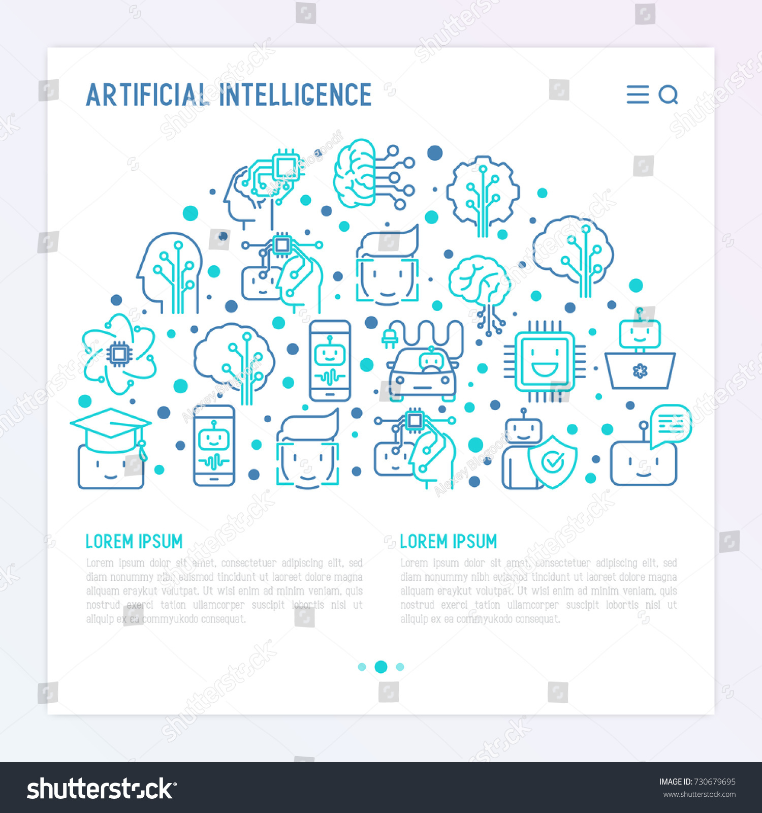 Machine Learning Artificial Intelligence Concept Half Stock Vector ...