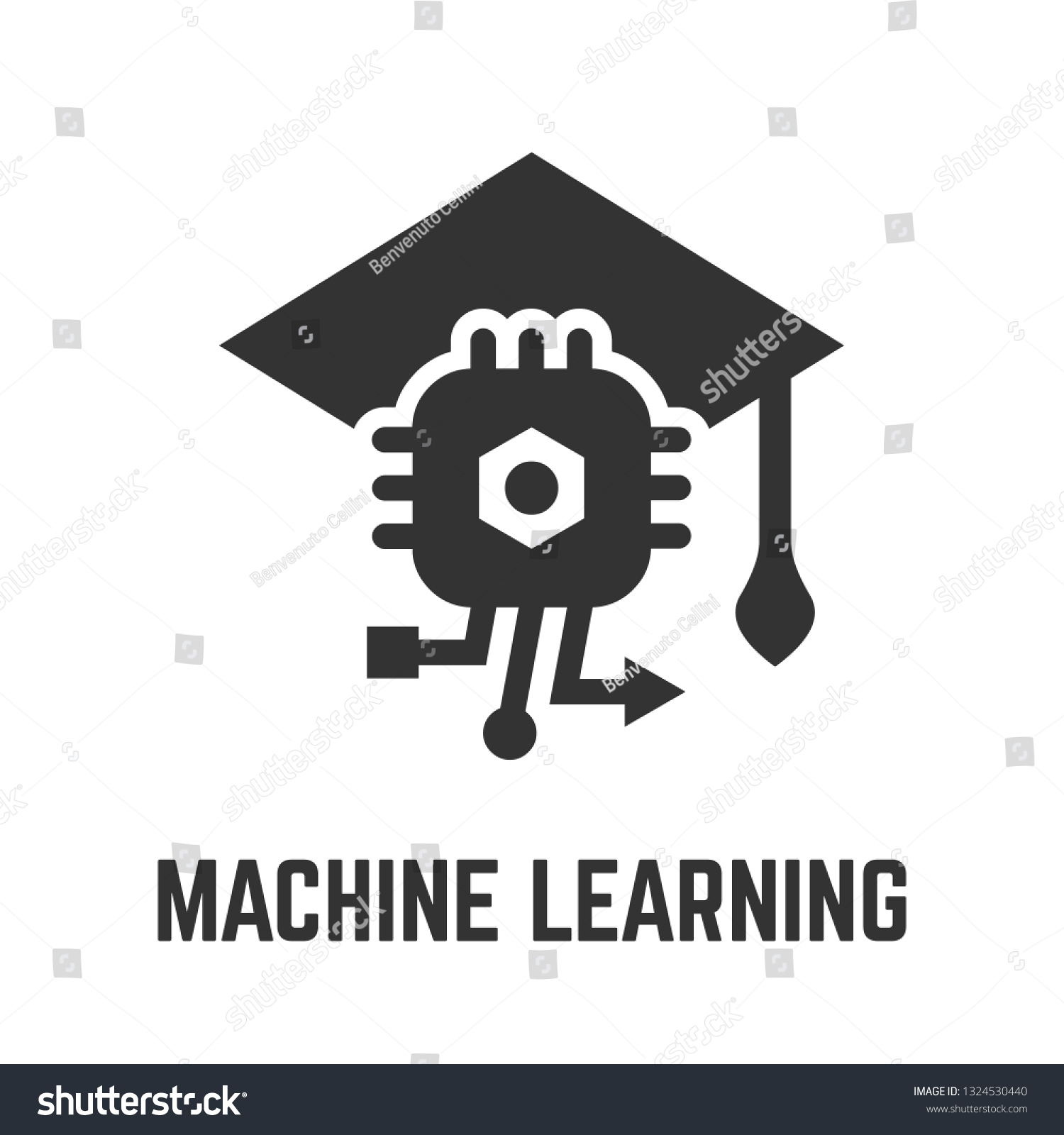 Machine Learning Glyph Icon Ml Technology Stock Vector (Royalty Free ...